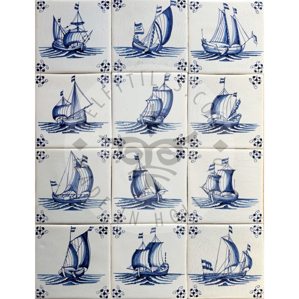 Ship on Waves Tile (SZ) - Delft Tiles