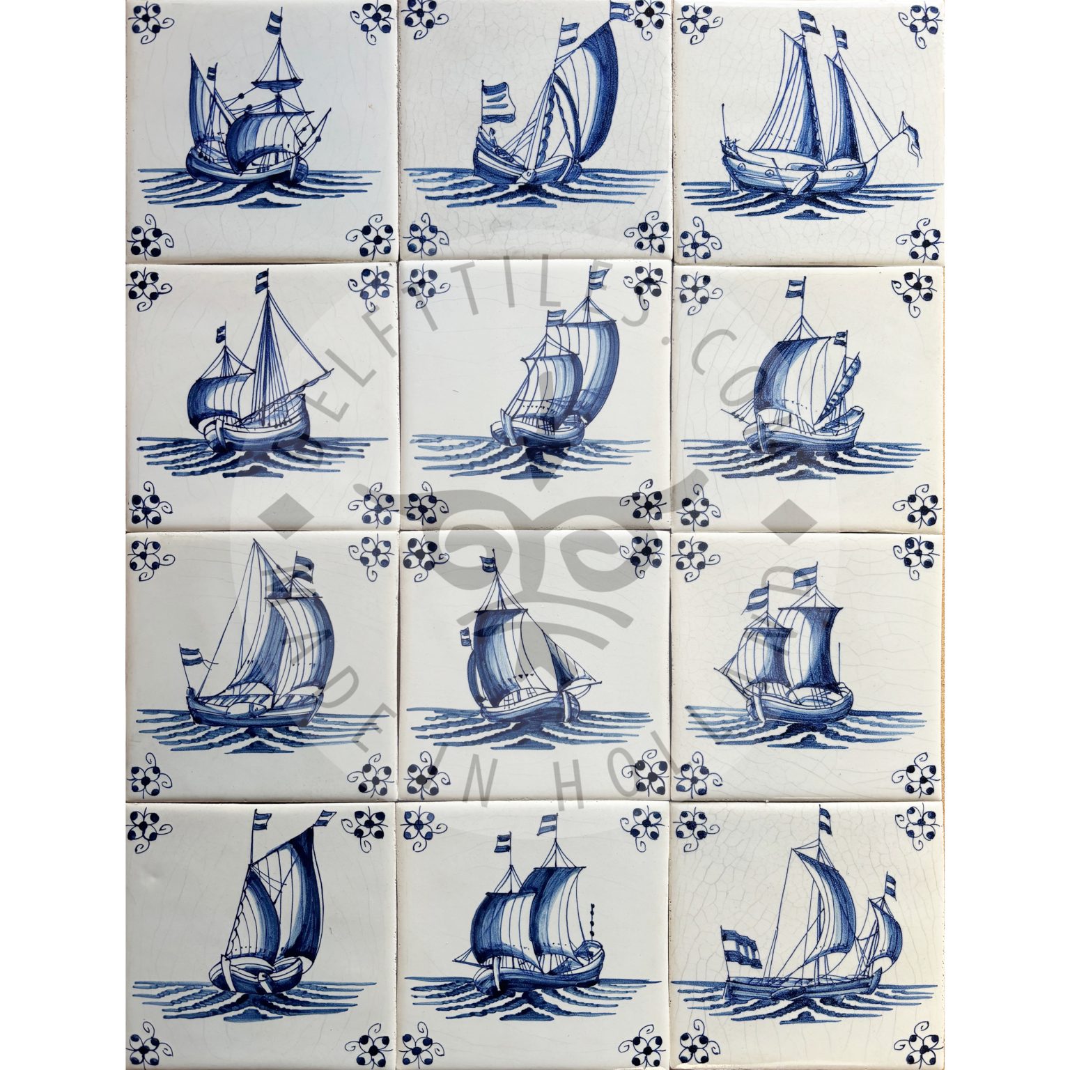Ship on Waves Tile (SZ) - Delft Tiles