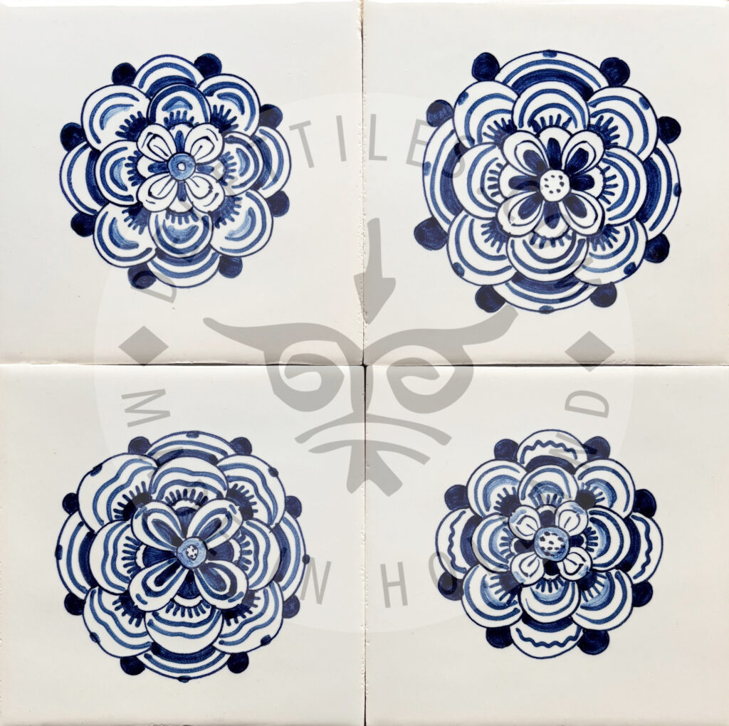 Flower Roset Rosettes on tile (RO) - Delft Tiles