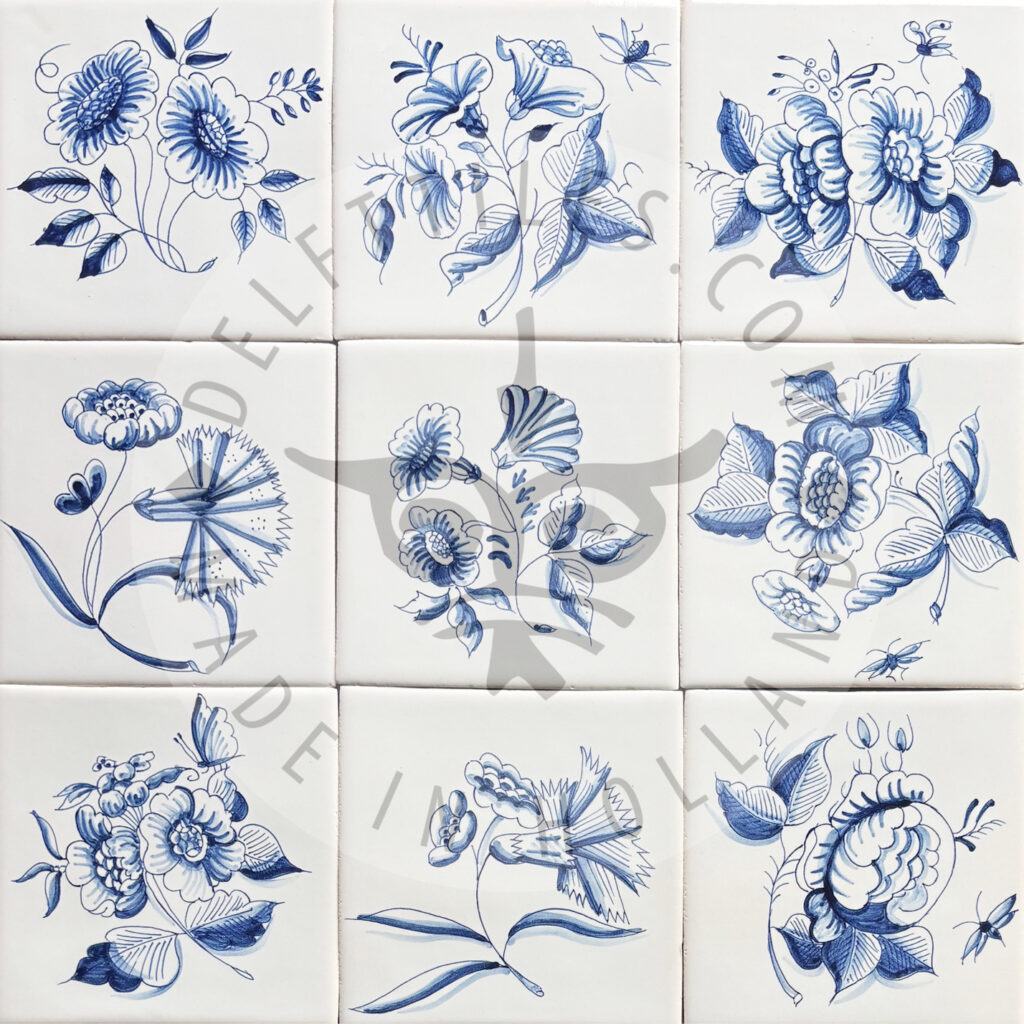 Elegant Big Flowers Tiles (BG3) - Delft Tiles