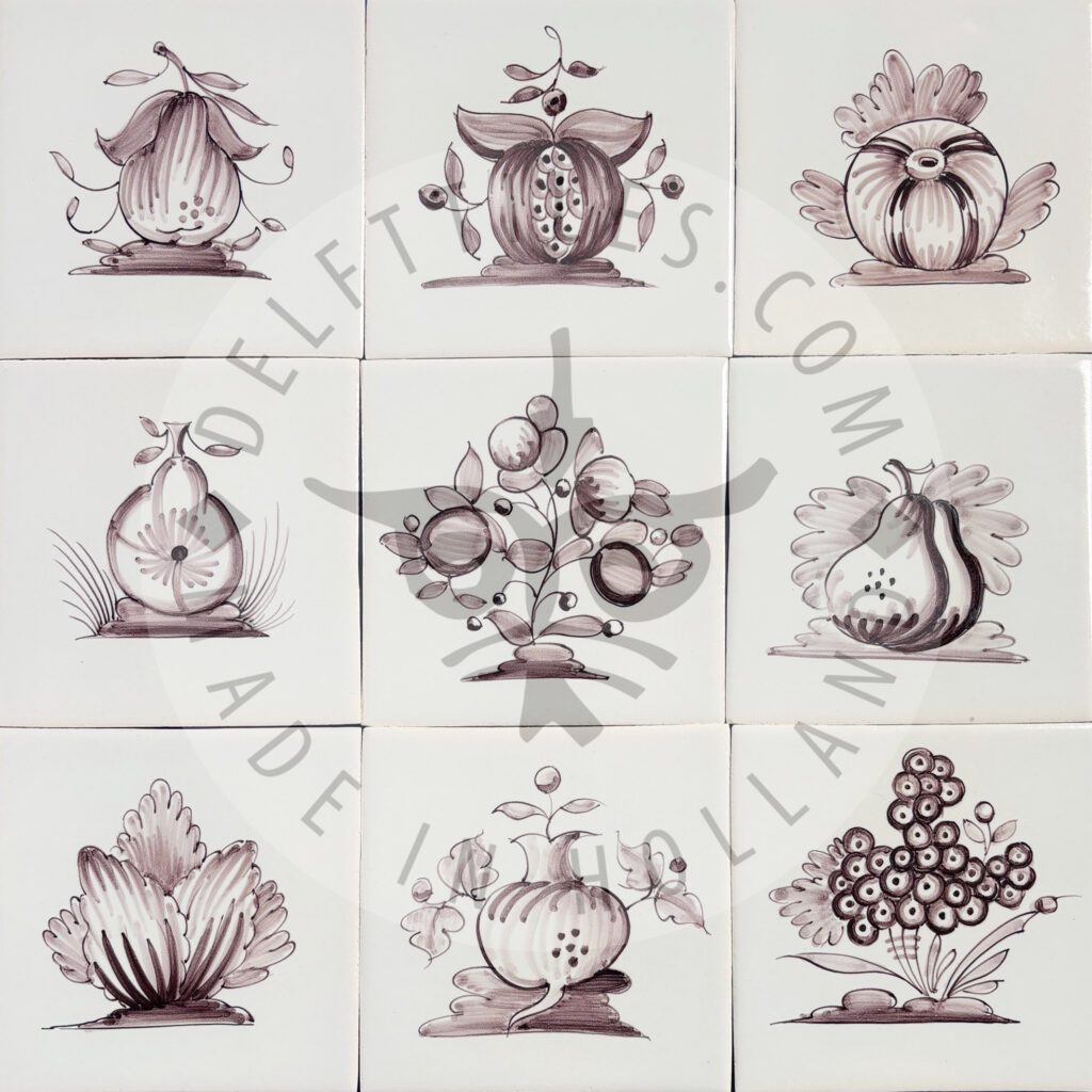 Classic Fruit Fruits Tiles in Sepia (FR_s) - Delft Tiles